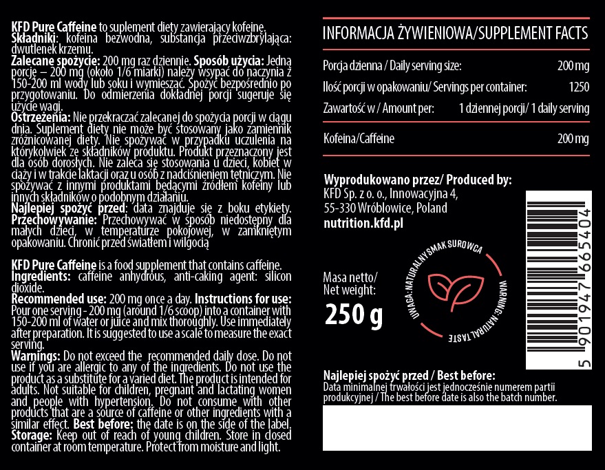 KFD Pure Caffeine - 500 g (Kofeina)